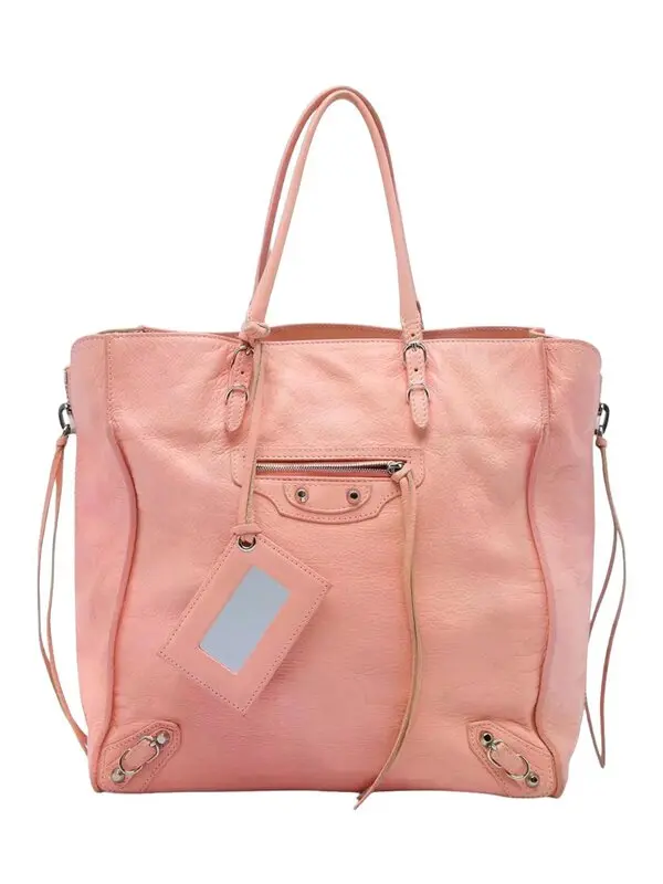 Balenciaga Leather Zip Around Tote Bag - Pink
