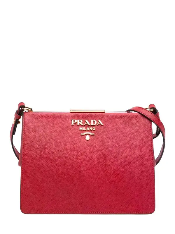 Prada Saffiano And Calf Light Frame Crossbody Bag - Red