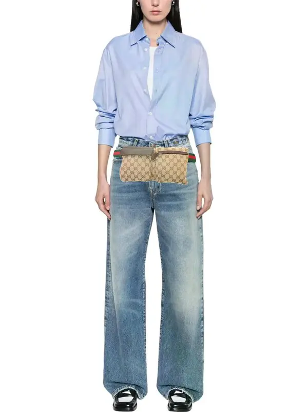Gucci Gg Canvas Web Double Pocket Belt Bag - Neutrals