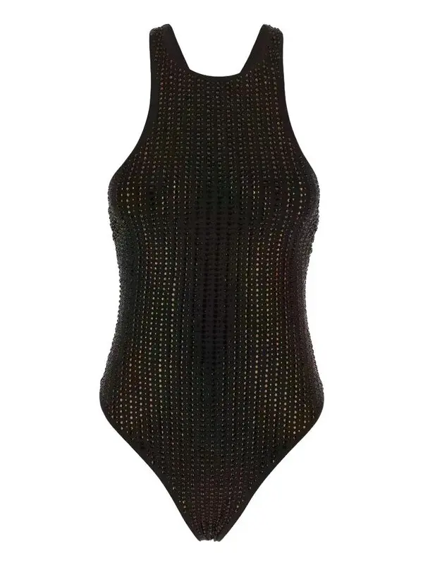 VENUJA Crystal Embellished Halterneck Swimsuit - Black