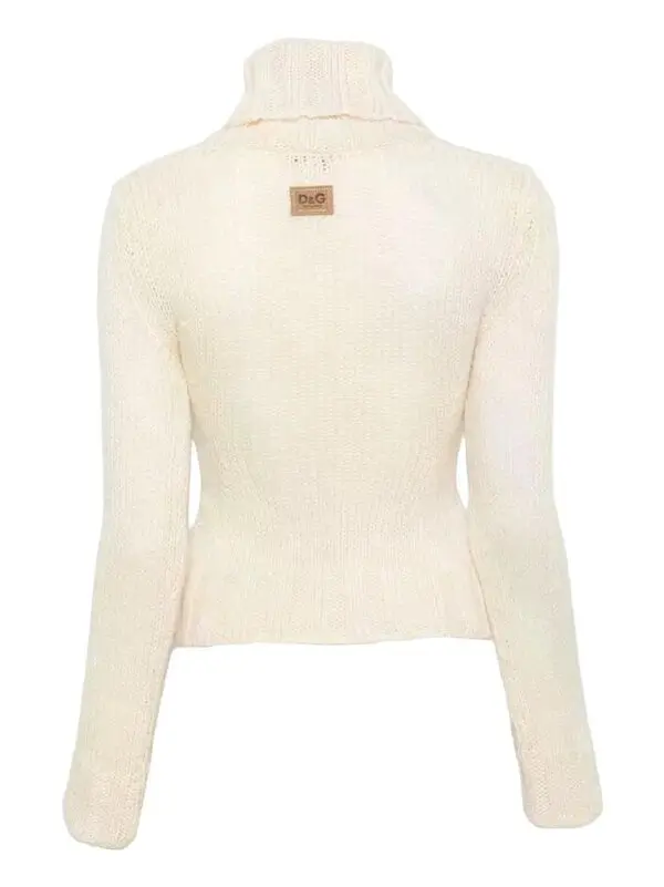 Dolce & Gabbana Ivory Ribbed Turtleneck Sweater - Neutrals