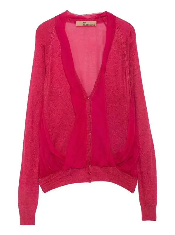 John Galliano 2000s Draped V-neck Cardigan - Pink