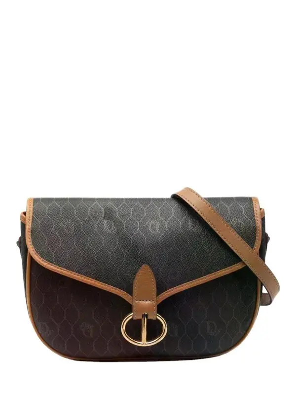 Dior 20th Century Honeycomb Coated Canvas Crossbody Bag - Black