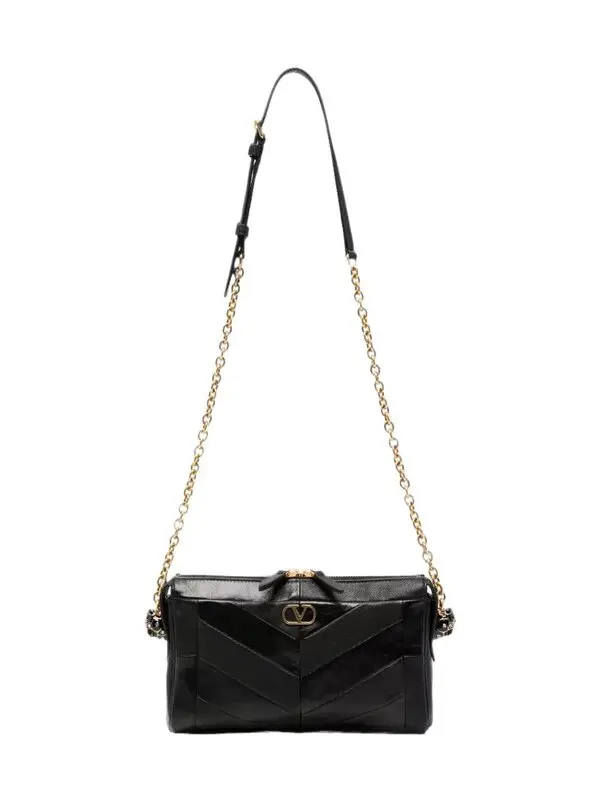 Valentino Garavani Panthea V-logo Shoulder Bag - Black