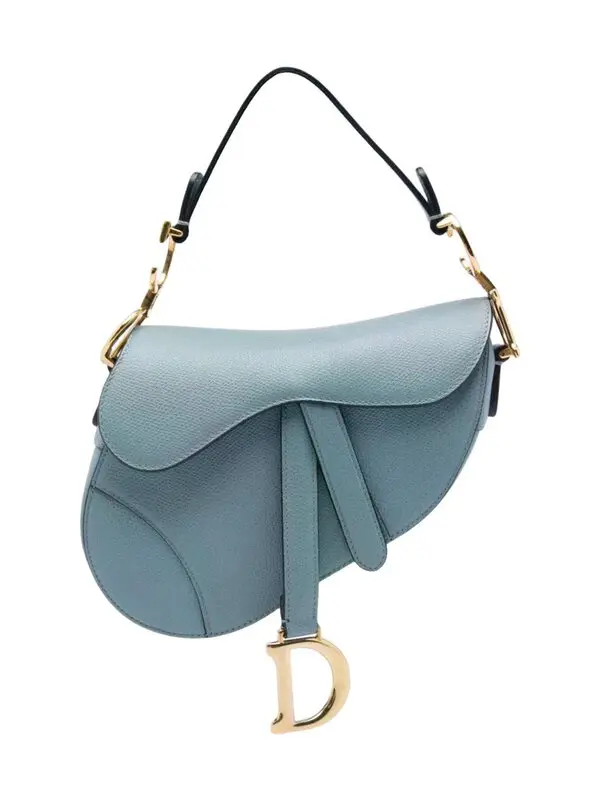 Dior 2018 Grained Calfskin Saddle Bag Satchel - Blue