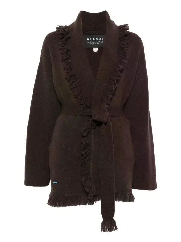 Alanui Fringe Trim Belted Cardigan - Brown