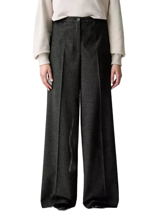 Marc O'polo Pinstriped Wide Leg Trousers - Grey