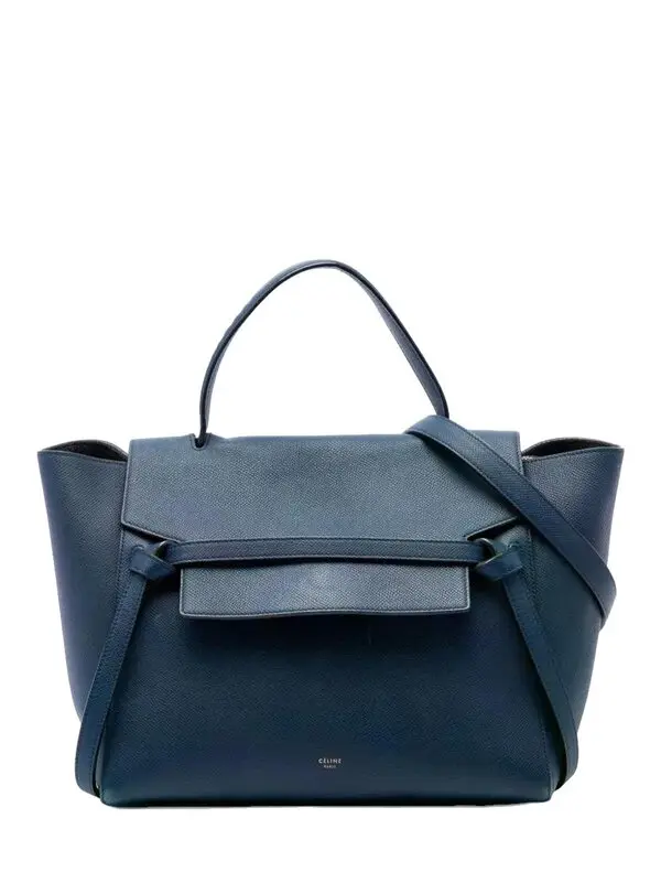 Celine Mini Grained Calfskin Belt Bag Satchel - Blue