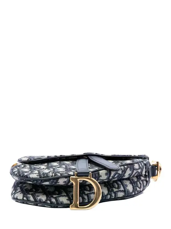 Dior Mini Oblique Canvas Saddle Bag Satchel - Blue