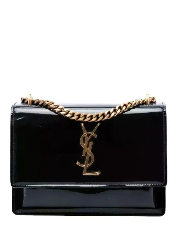 Saint Laurent Patent Monogram Sunset Crossbody Bag - Black