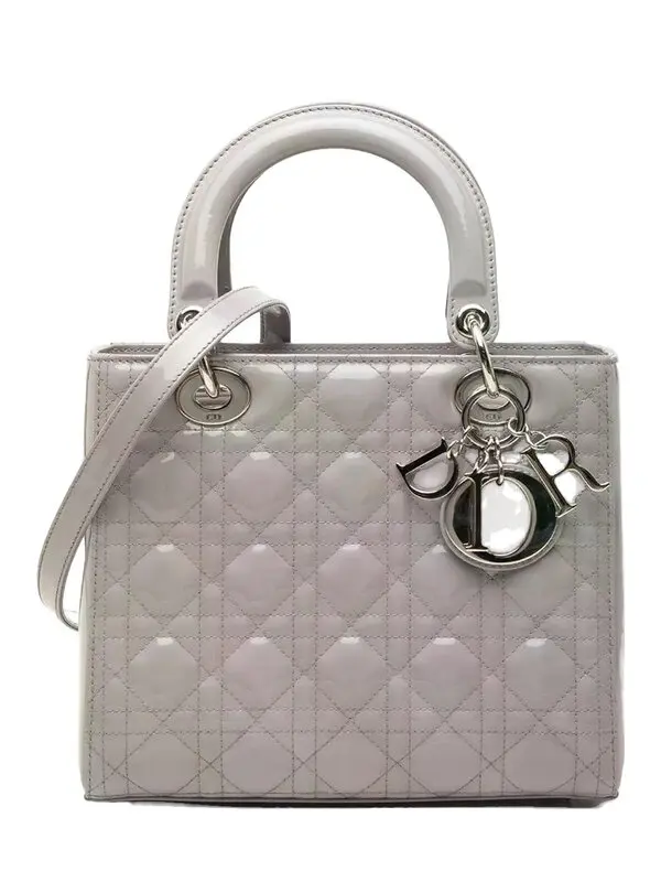 Dior Patent Cannage Lady Satchel - Grey