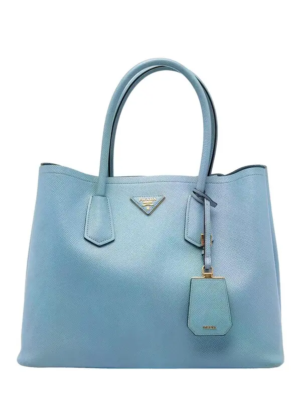 Prada Saffiano Cuir Double Satchel - Blue