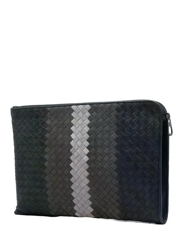 Bottega Veneta Tricolor Nappa Intrecciato Clutch Bag - Black