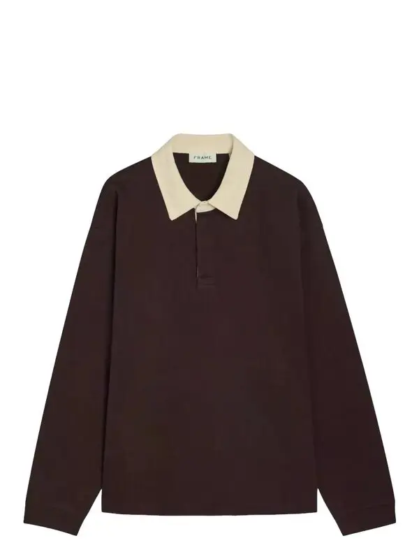 FRAME Rugby Long-sleeve Polo Shirt - Brown