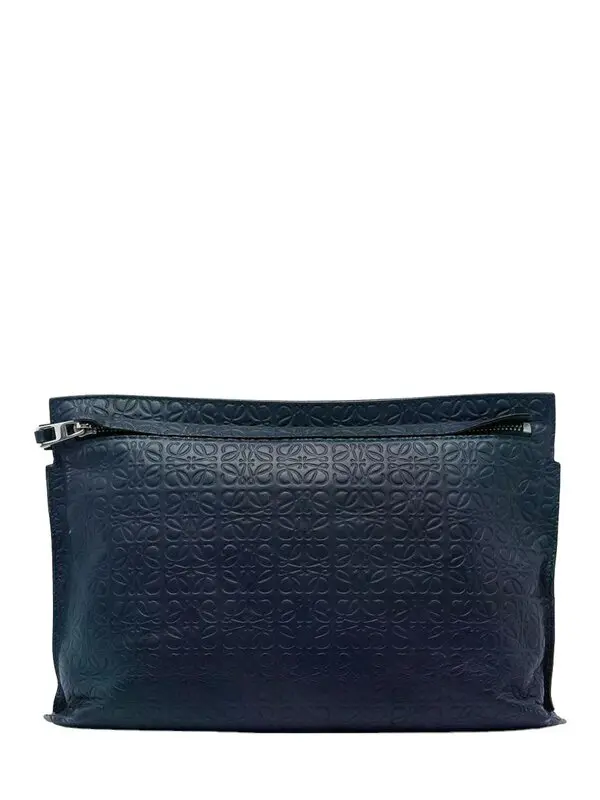 Loewe Embossed Anagram Leather Clutch Bag - Blue
