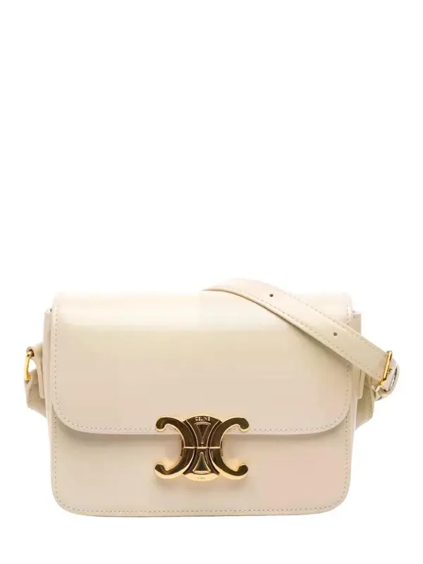 Celine Shiny Calfskin Triomphe Crossbody Bag - Brown