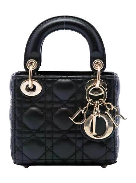 Dior Micro Lambskin Cannage Lady Satchel - Black