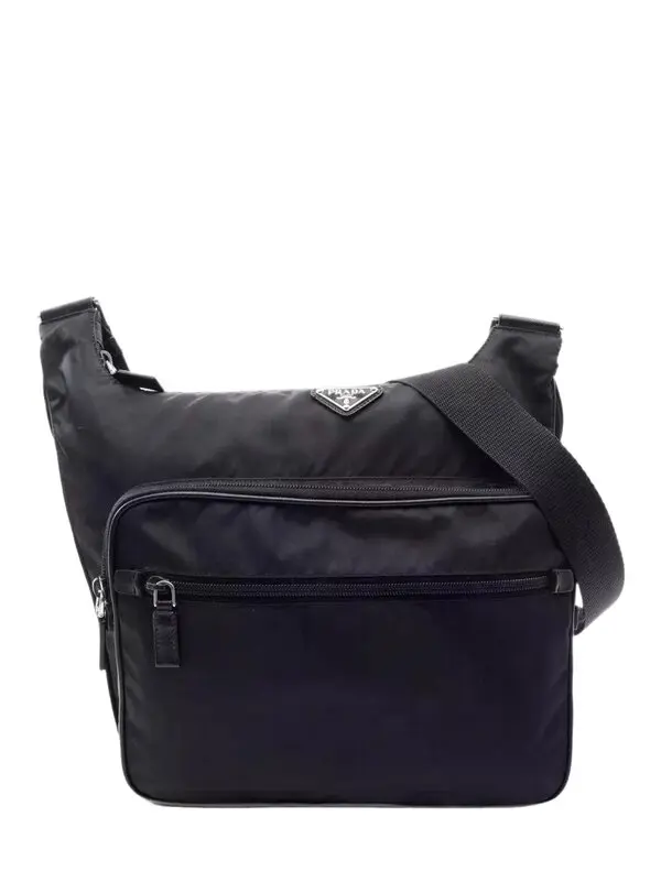 Prada Triangle Logo Cross Body Bag - Black