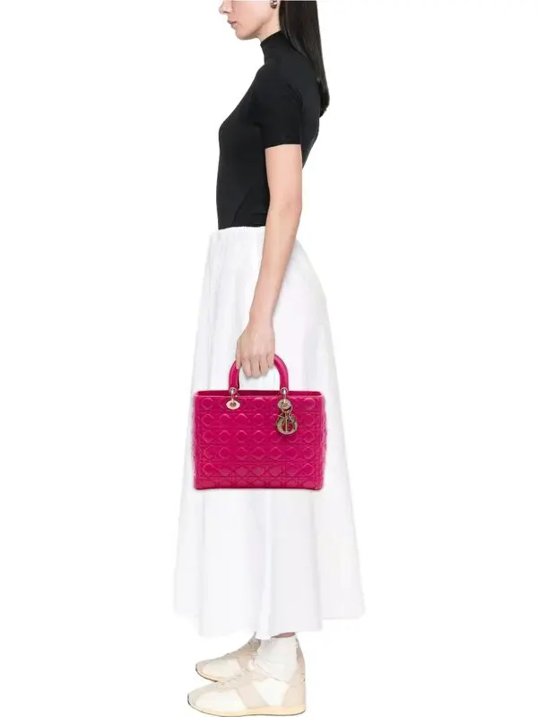 Dior Large Lambskin Cannage Lady Satchel - Pink