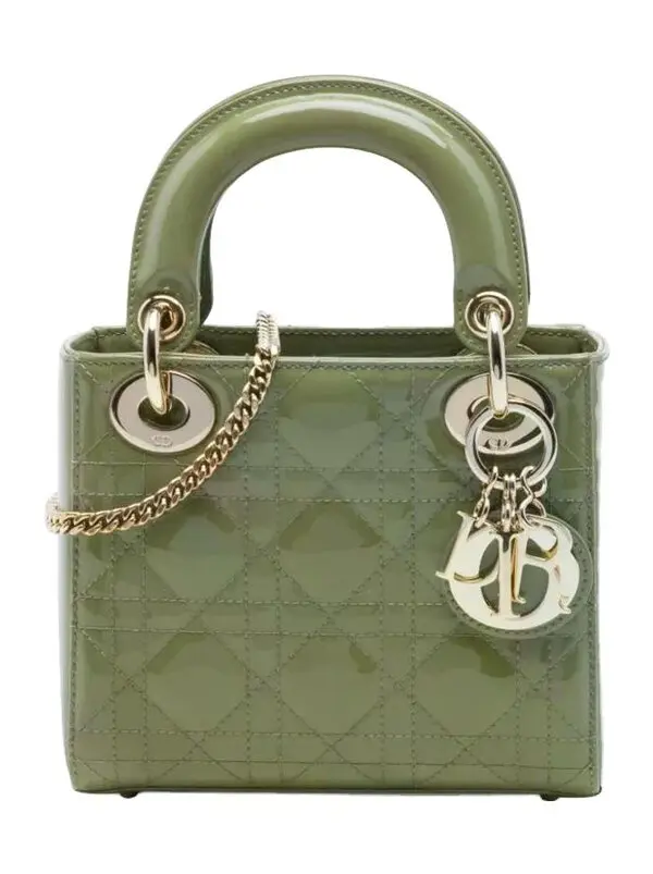 Dior Mini Patent Cannage Lady Satchel - Green