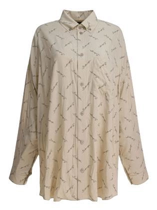 Balenciaga Oversized Logo Shirt - Beige