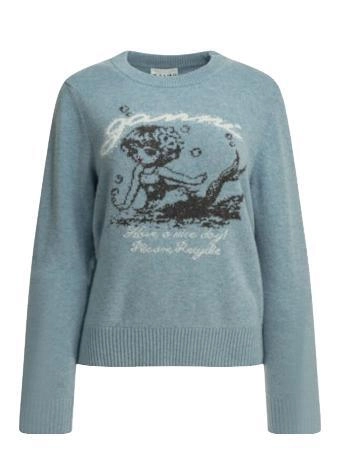 GANNI Mermaid Crewneck Sweater - Light Blue