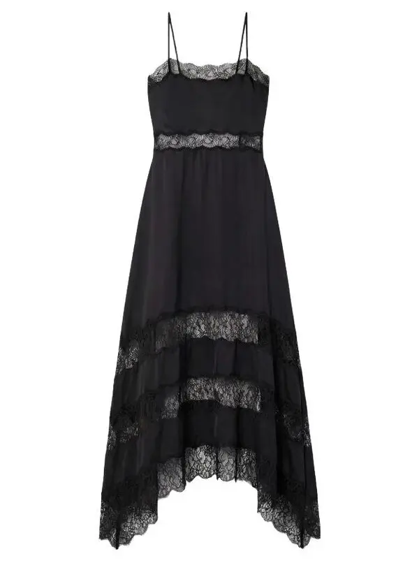 Ulla Johnson Sleeveless Silk Lace Midi Dress - Noir