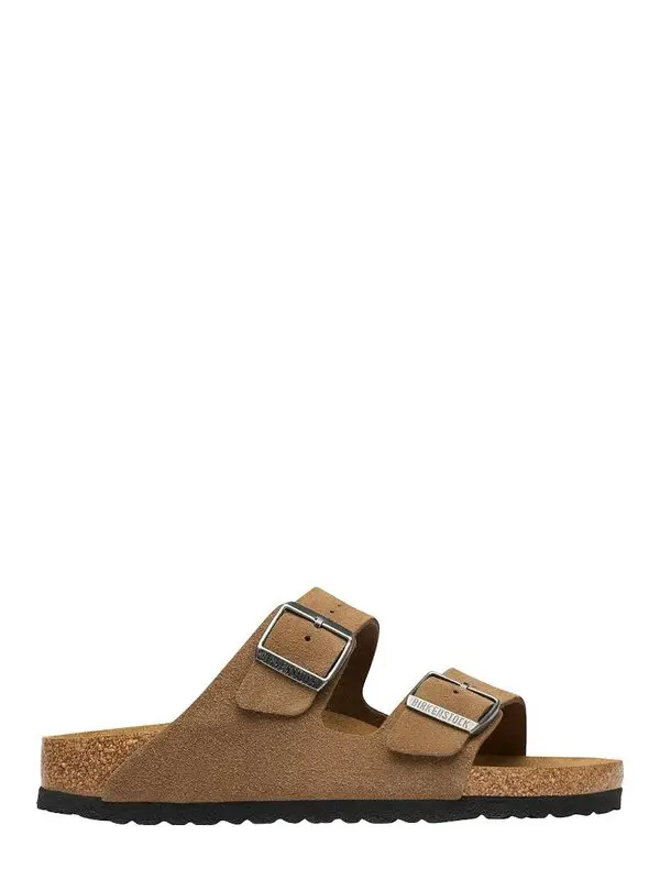 BIRKENSTOCK Arizona Suede Leather Sandals - Dark Tea