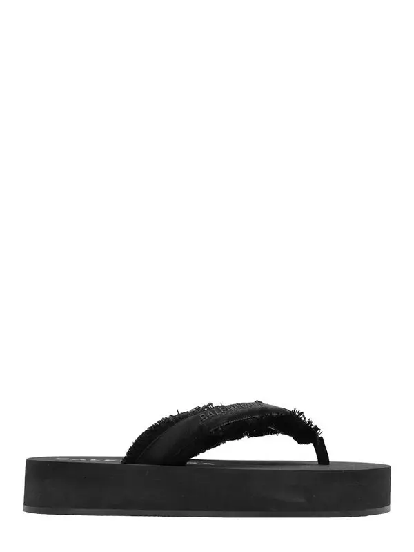 Balenciaga Jet Lag Thong Sandals Brushed Satin - Black