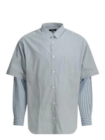 Comme Des Garçons Striped Casual Shirt - Light Blue
