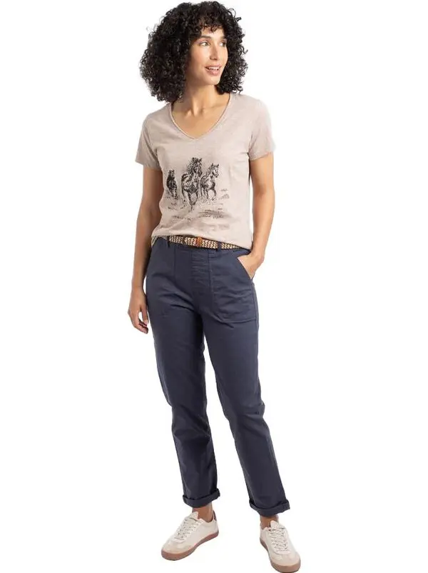 WEIRD FISH Malorri Cotton Chino Trousers - Navy