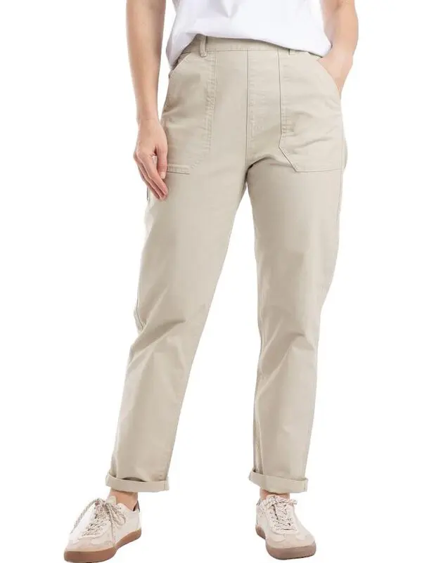 WEIRD FISH Malorri Cotton Chino Trousers - Stone