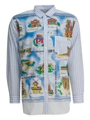 Comme Des Garçons Striped Print Shirt - Light Blue