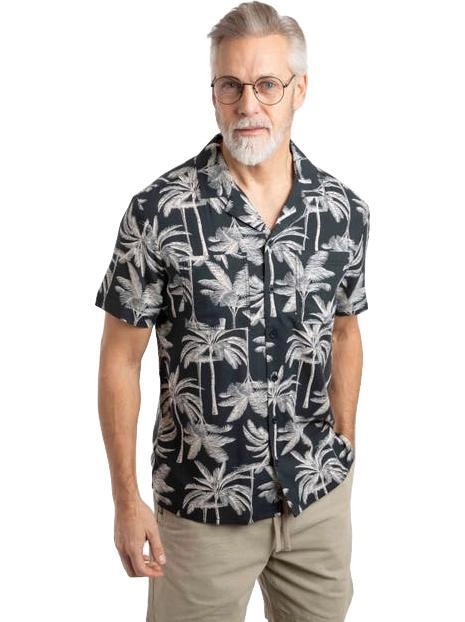 WEIRD FISH Holborn Printed Short Sleeve Shirt - Black