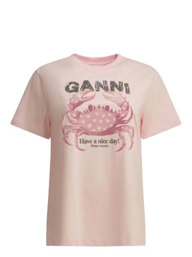 GANNI Crab Crewneck Sweat-shirt T-shirt - Pink