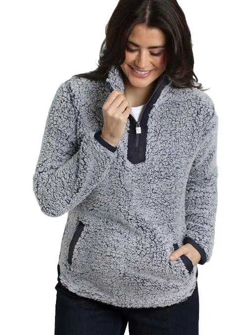 WEIRD FISH Madi Cozy 1/4 Zip Fleece Sweatshirt - Navy