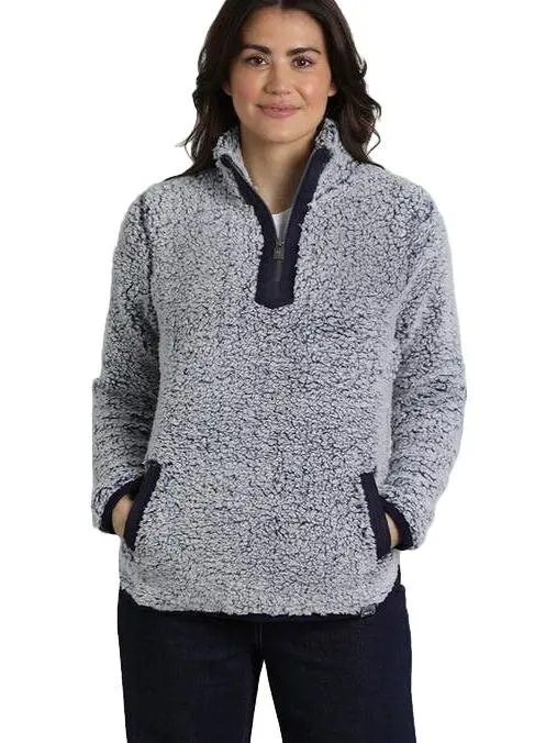 WEIRD FISH Madi Cozy 1/4 Zip Fleece Sweatshirt - Navy