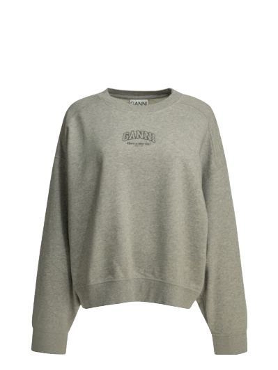 GANNI Crewneck Logo Sweatshirt - Grey