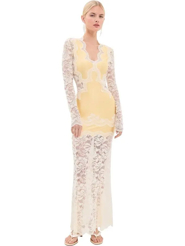 Rabanne Lace And Jersey Gown - Ivory