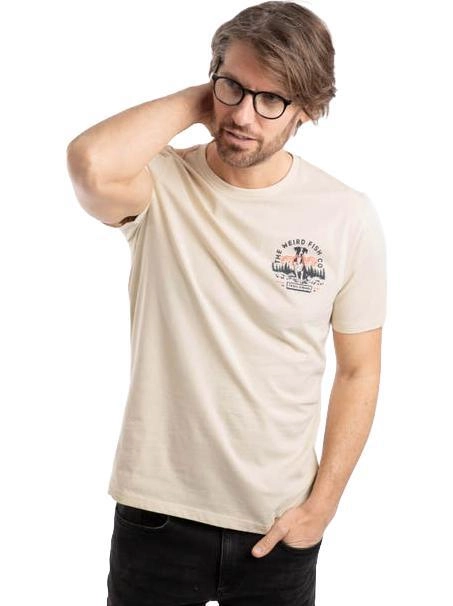 WEIRD FISH Dog Trails Back Print Graphic T-shirt - Egg Shell