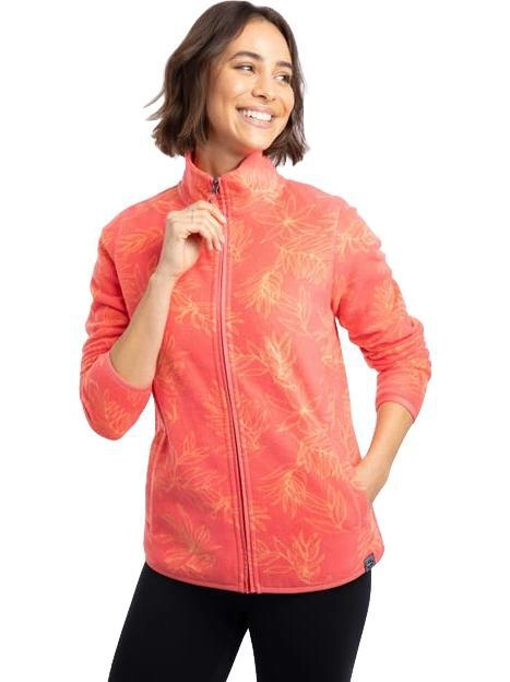 WEIRD FISH Rochelle Full Zip Printed Microfleece Jacket - Flamingo