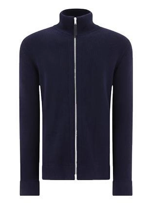 MAISON MARGIELA Cotton And Wool Zippered Cardigan - Blue