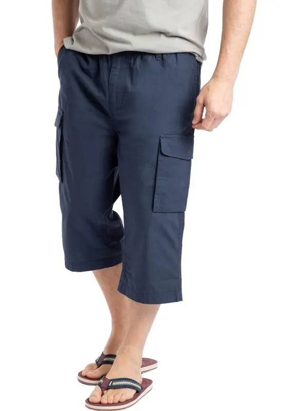 WEIRD FISH Summersville Cargo 3/4 Length Ripstop Shorts - Navy