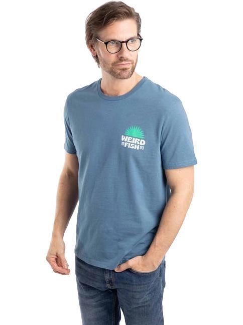 WEIRD FISH Sun Beam Back Print Graphic T-shirt - Washed Blue