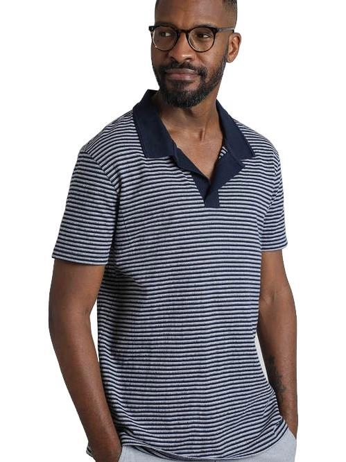 WEIRD FISH Virgil Short Sleeve Polo Shirt - Navy