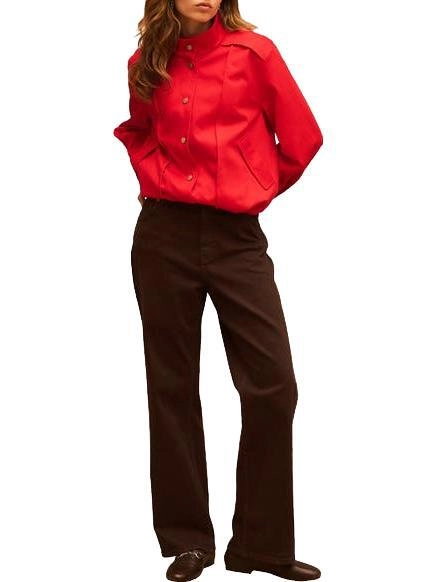 Mint Velvet Funnel Neck Bomber Jacket - Red