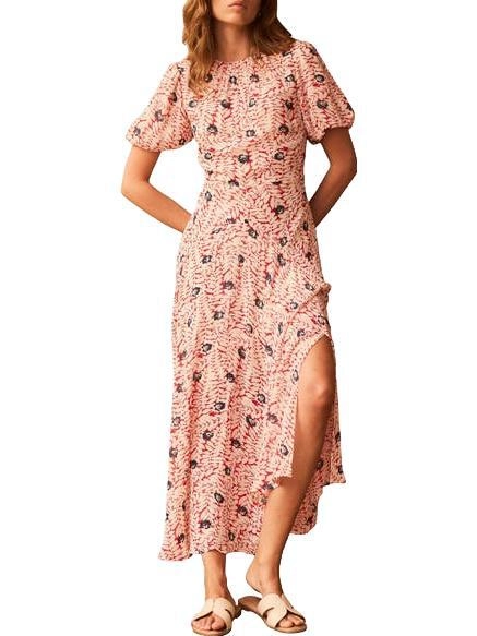 Mint Velvet Printed Puff Sleeve Maxi Dress - Red