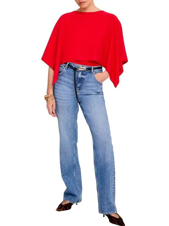 Mint Velvet Layered Poncho Knit Top - Red