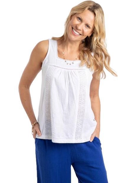WEIRD FISH Chelle Square Neck Jersey Vest - White
