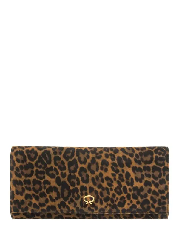 GIANVITO ROSSI Monica Suede Clutch With Ribbon Clasp And Chain Strap - Leopard Print Suede